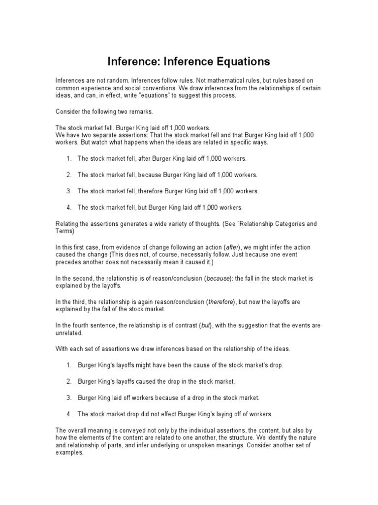 Inference: Inference Equations | Download Free PDF | Layoff | Inference