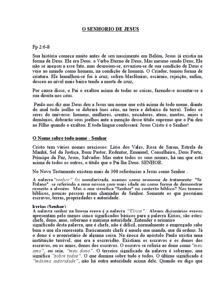 Senhorio de Jesus | PDF | Escravidão | Jesus