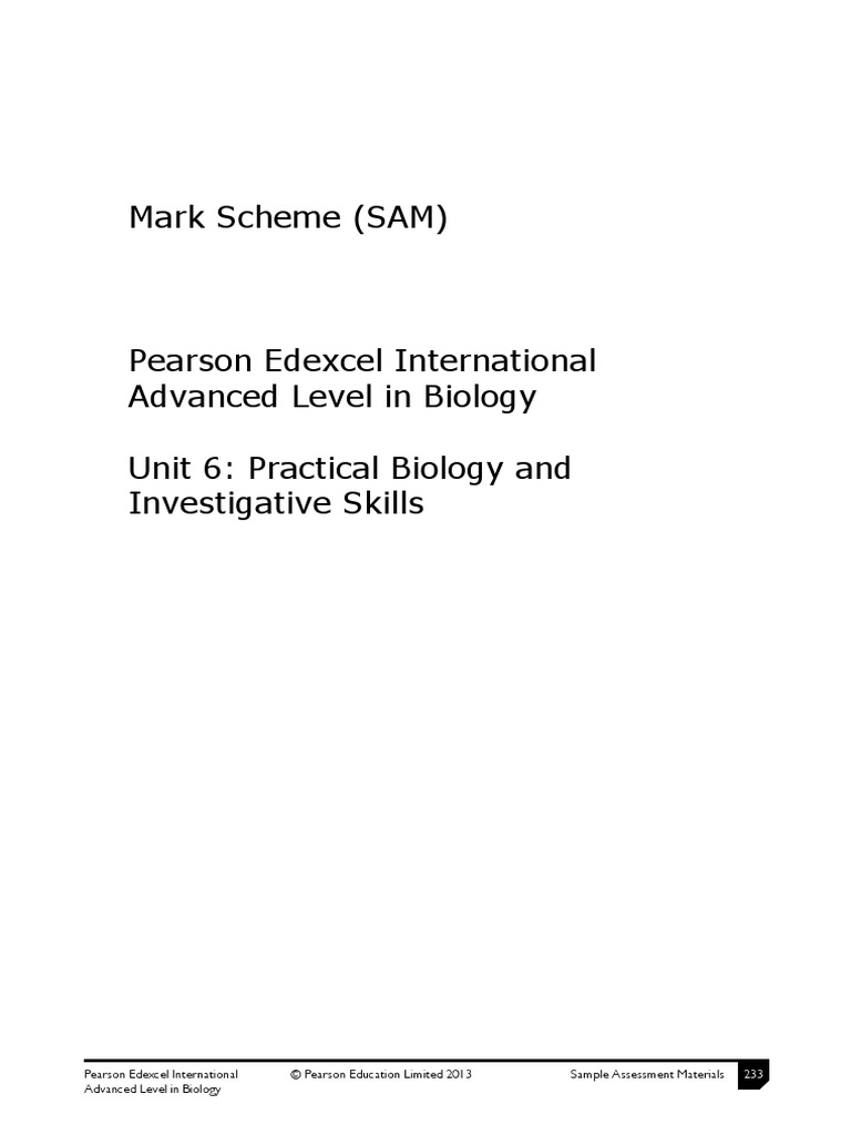 Specimen (IAL) MS - Unit 6 Edexcel Biology | PDF | Gce Advanced Level ...