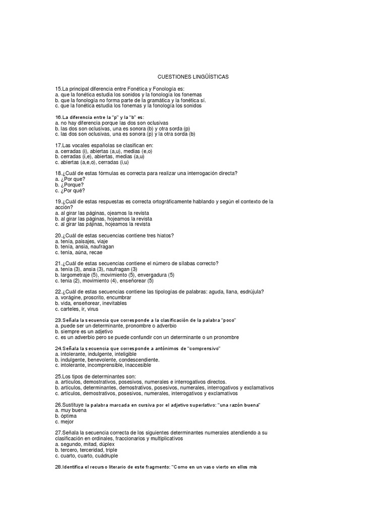 Cuestiones Lingüísticas | PDF | Fonología | Adjetivo