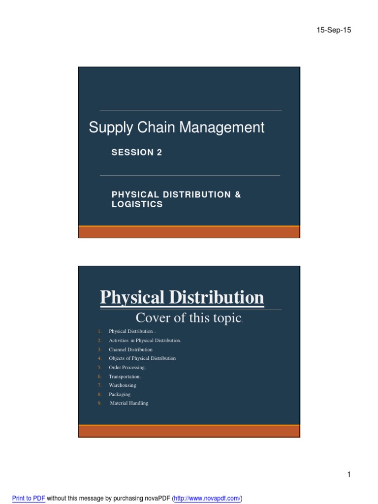 Physical Distribution & Logistics Session | PDF | Distribution ...