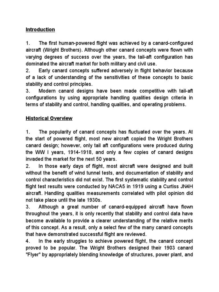 History of Canards | PDF | Stall (Fluid Mechanics) | Airplane