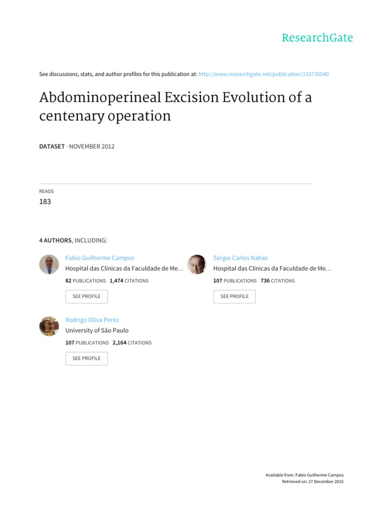 Abdominoperineal Excision Evolution of A Centenary Operation | PDF ...