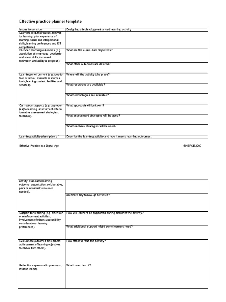 Effective Practice Planner Template | PDF