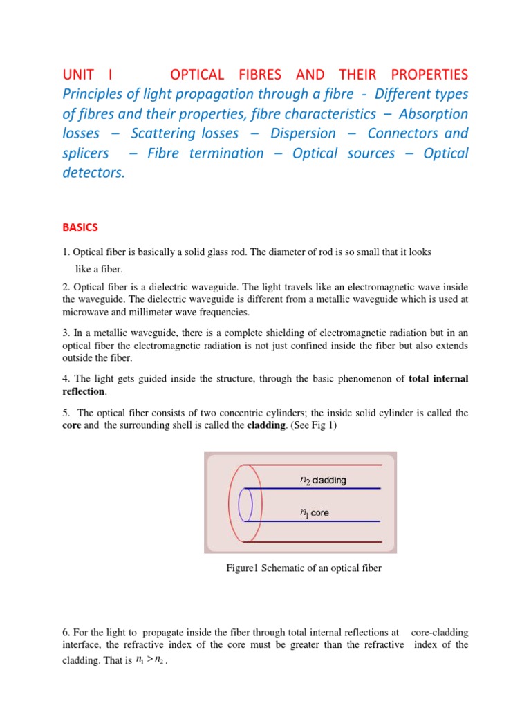 Unit 1 Lecture Notes Fiber Optics | PDF | Optical Fiber | Dispersion ...