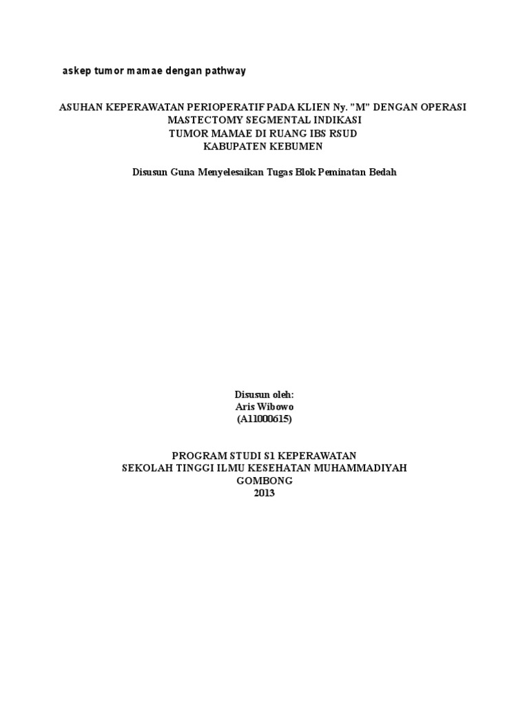 Askep Tumor Mamae Dengan Pathway | PDF