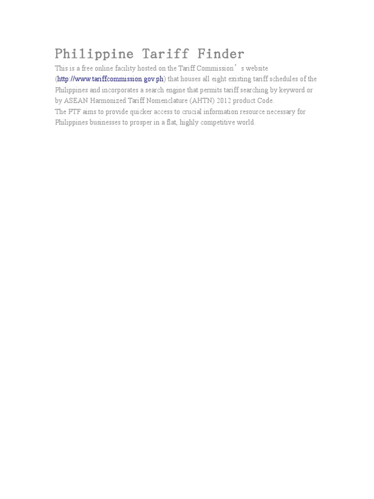Philippine Tariff Finder | PDF | Business | Finance & Money Management