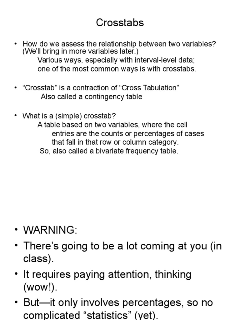 Lecture 7 Crosstabs | PDF | Scientific Method | Cognitive Science