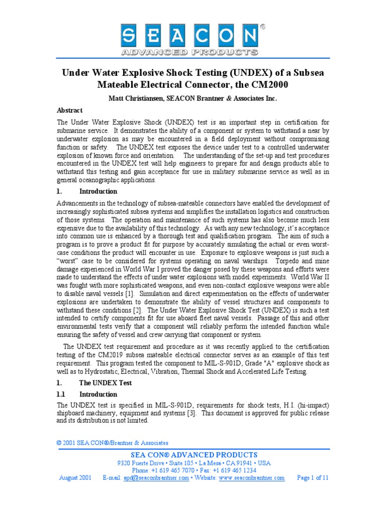 Underwater Explosive Shock Testing UNDEX CM2000 | PDF | Electrical ...