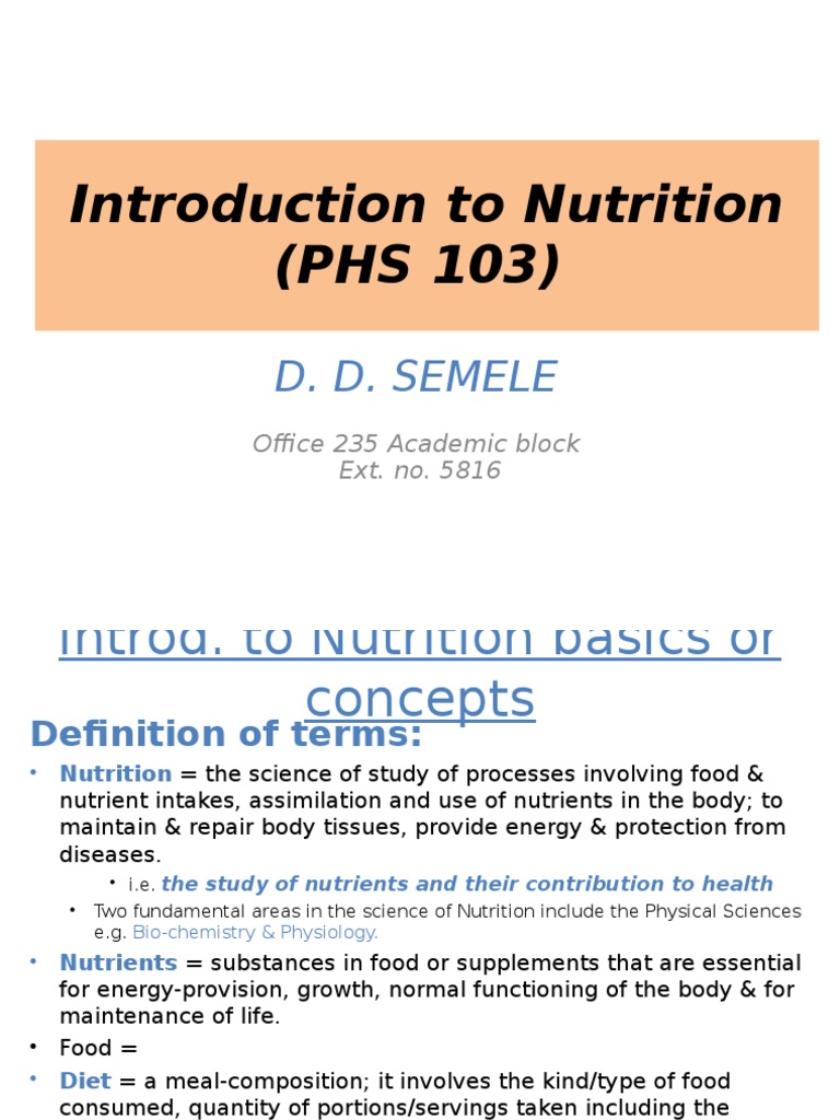 Introduction To Nutrition | PDF | Dietary Fiber | Diet & Nutrition
