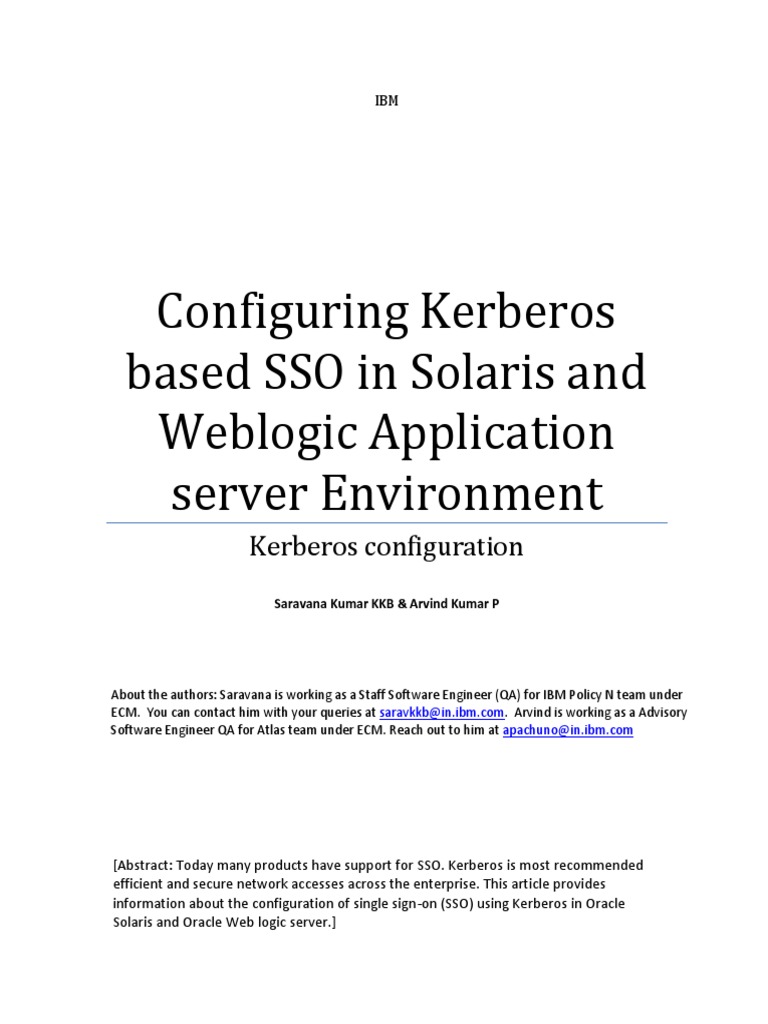 Configuring Single Sign-On (SSO) Using Kerberos Authentication Between Oracle Solaris, Microsoft ...