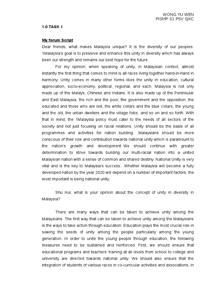 my script | Malaysia | Multiculturalism