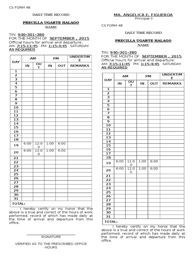 DTR (Form 48) Long | PDF