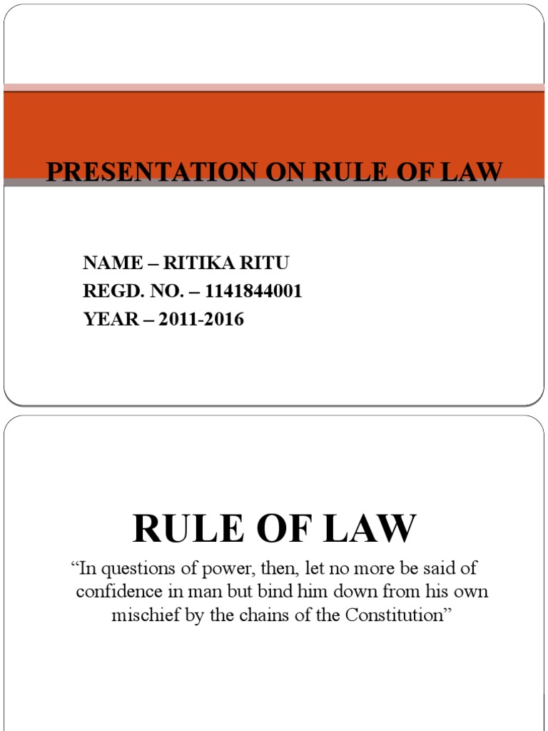 Presentation On Rule of Law | PDF | Rule Of Law | United States ...