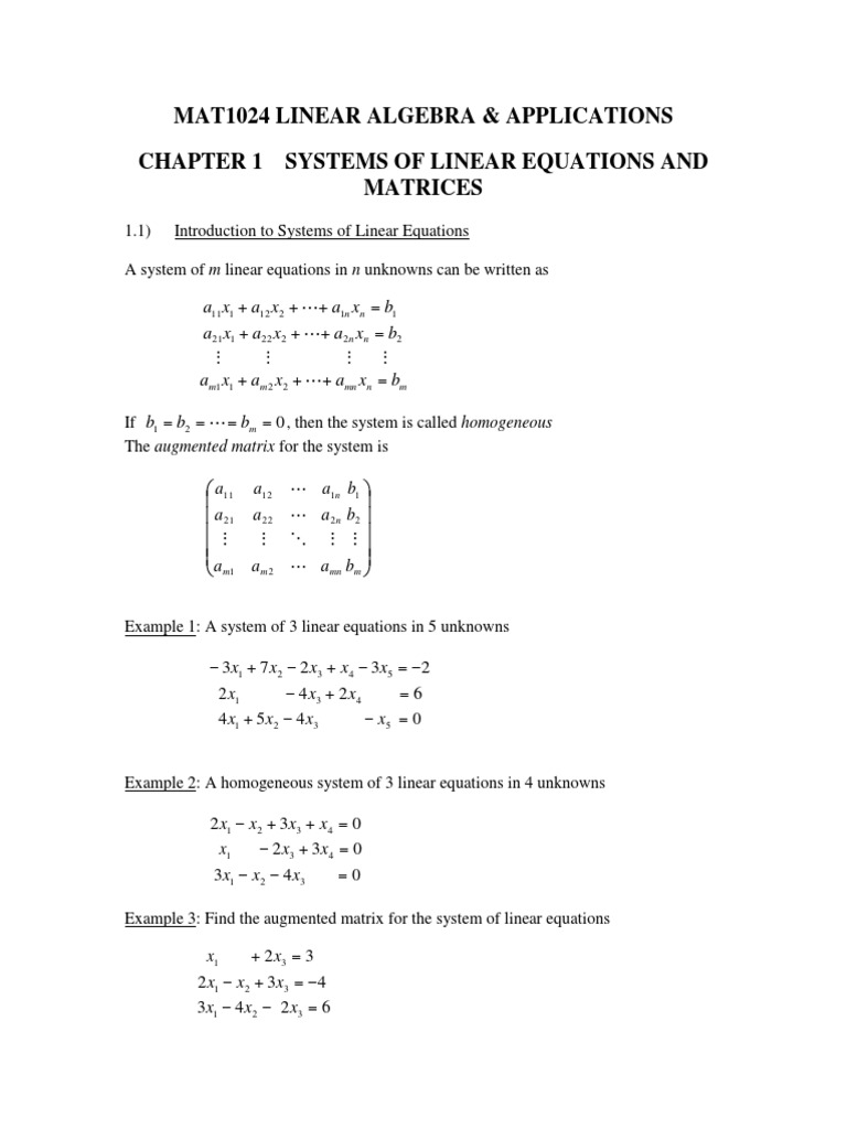 Linear Algebra | Download Free PDF | Matrix (Mathematics) | System Of ...