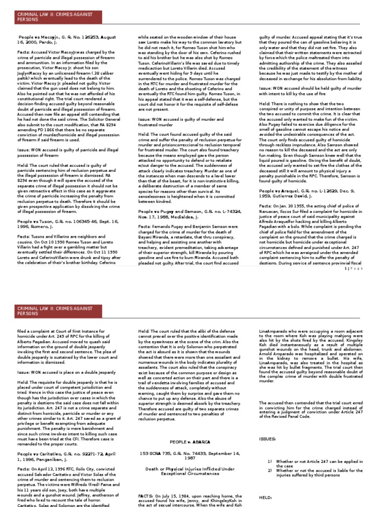 Parricide and Firearm Possession Cases | PDF | Murder | Victimology