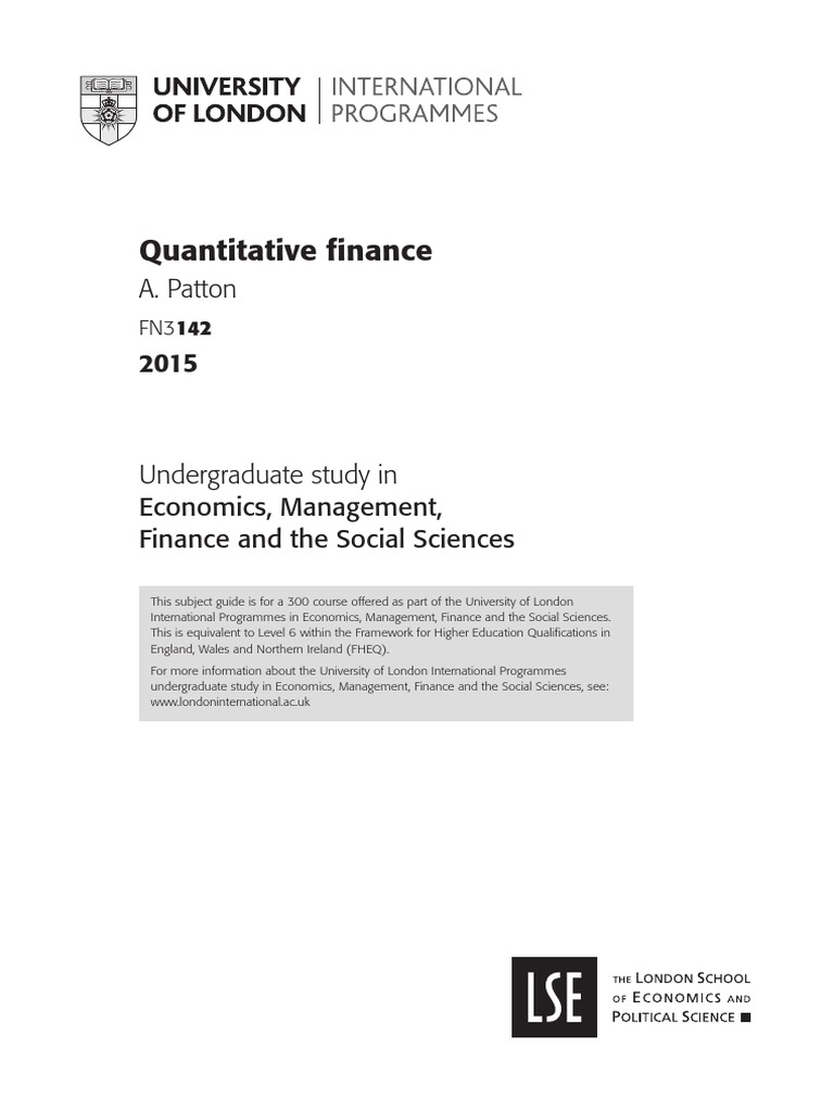 Quantitative Finance | PDF | Econometrics | Time Series