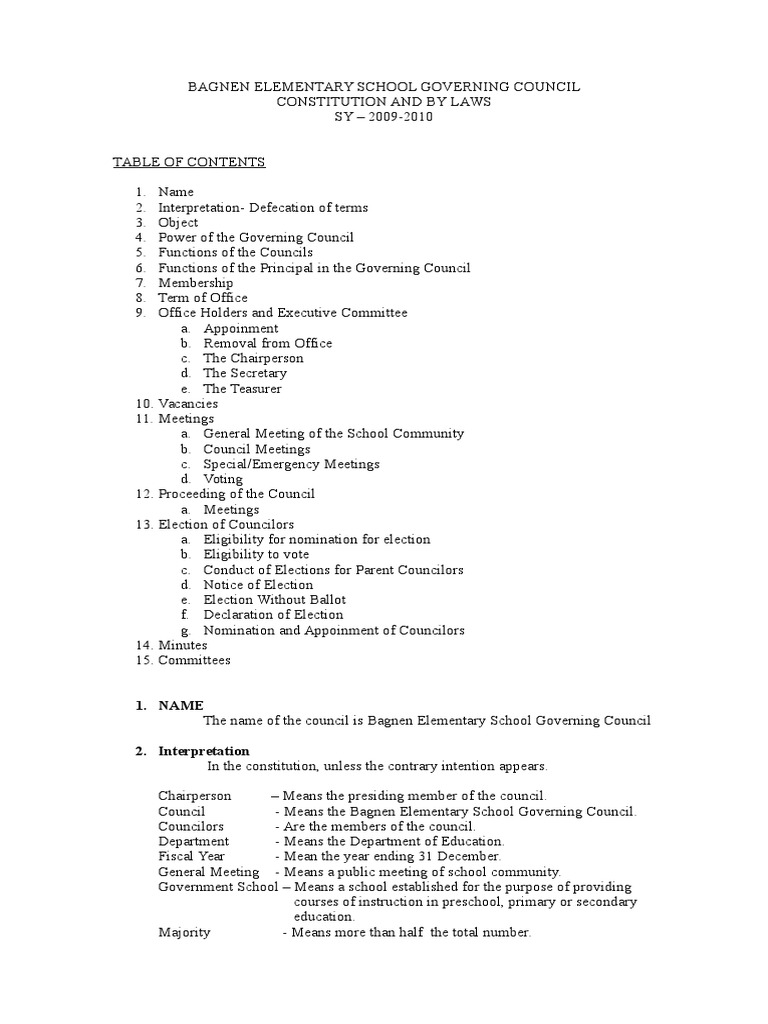 Constitution and by Laws of PTA & SGC, 2009 | Chairman | Elections
