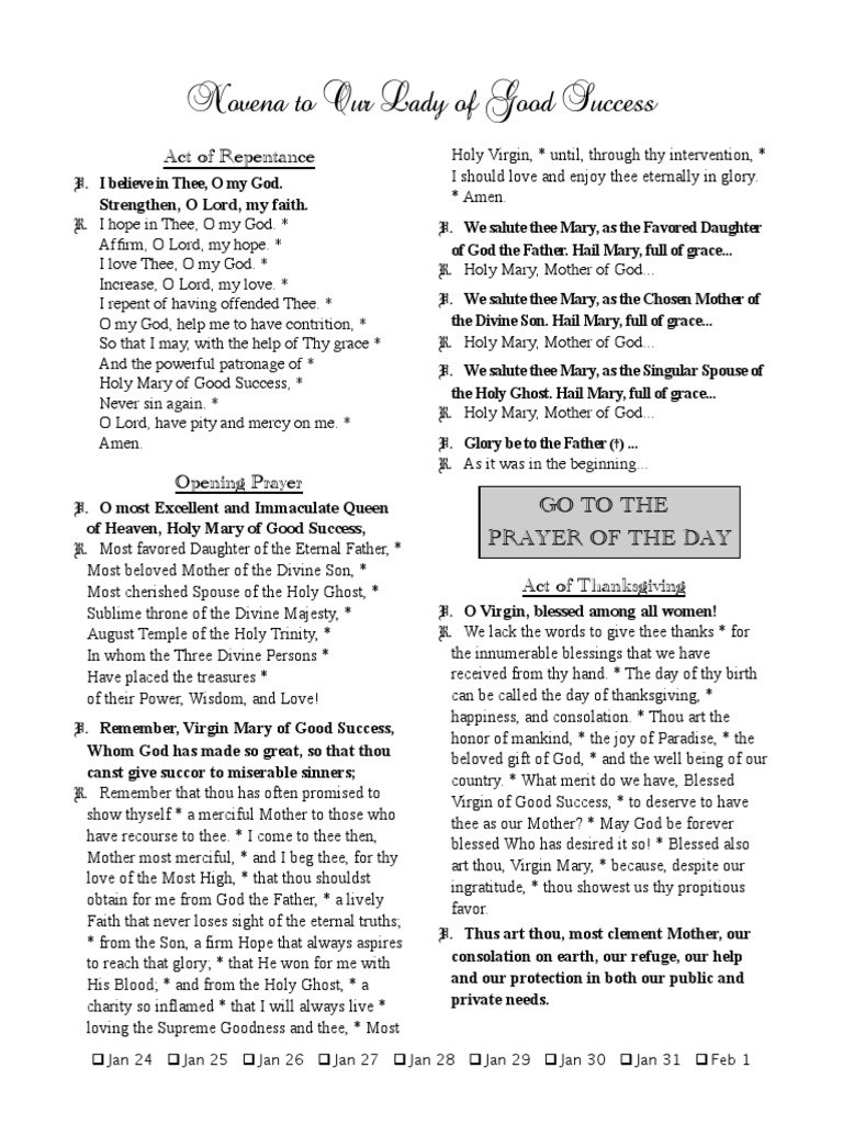 Novena to Our Lady of Good Success | Mary, Mother Of Jesus | Mercy
