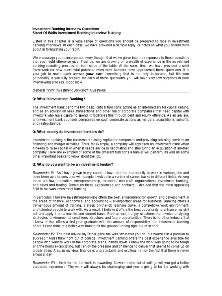 Investment Banking Interview Prep Guide | PDF | Investment Banking ...