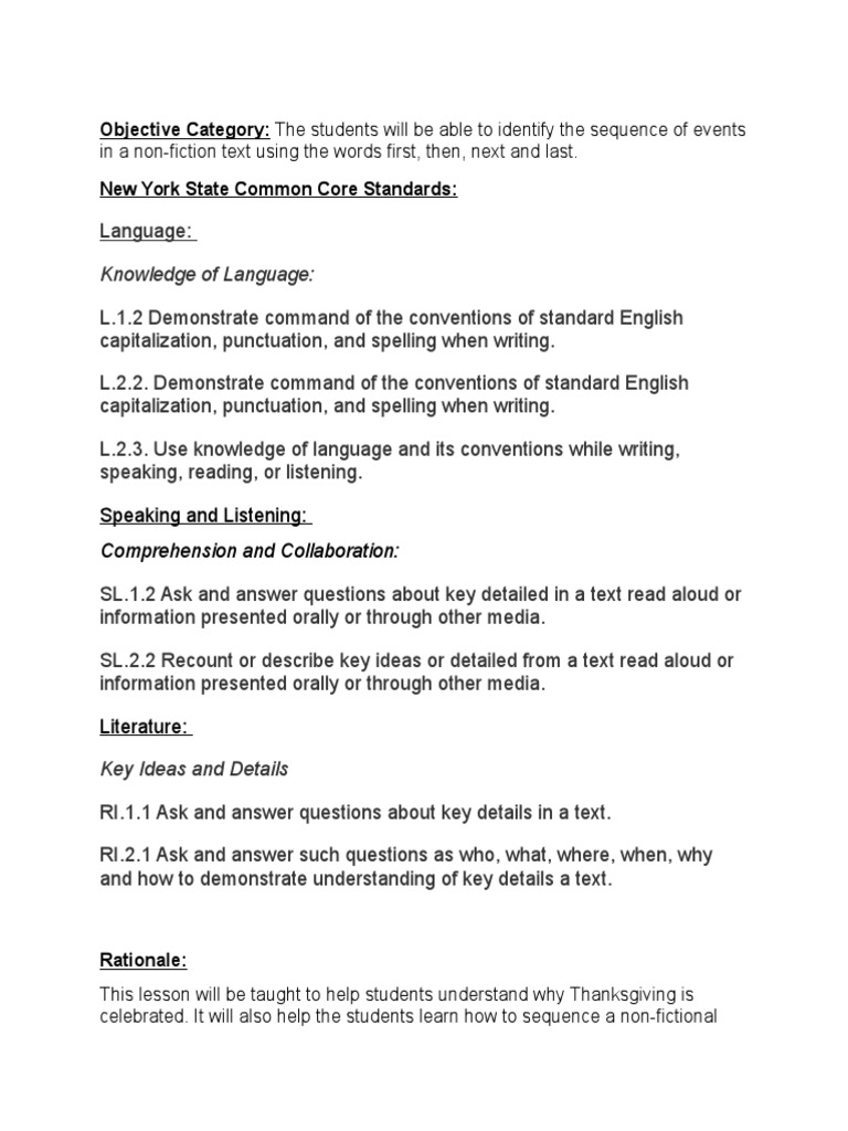 Sequencing Lesson Plan | PDF | Reading Comprehension | Reading (Process)