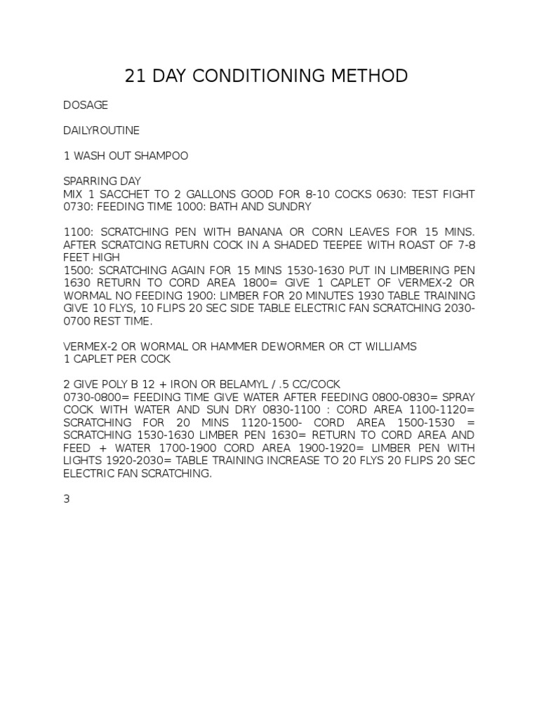 21 Day Conditioning Method | PDF | Oat | Wheat