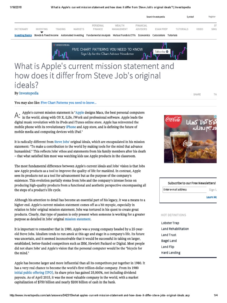 Apple's Current Mission Statement - Investopedia | PDF | Mutual Funds ...