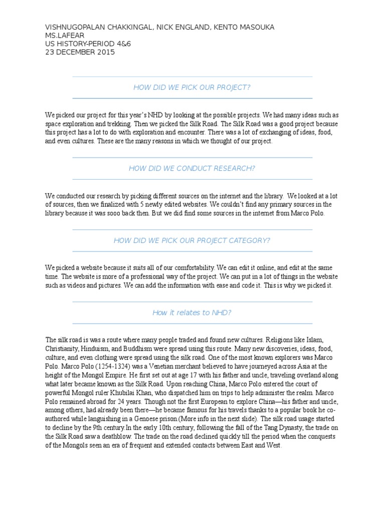 Silk Road Exploration Project Overview | PDF