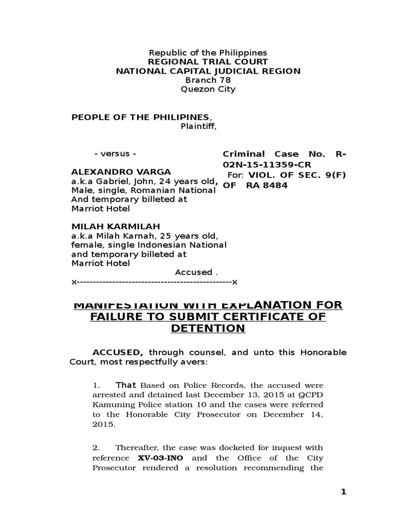 Manifestation | PDF | Bail | Prosecutor