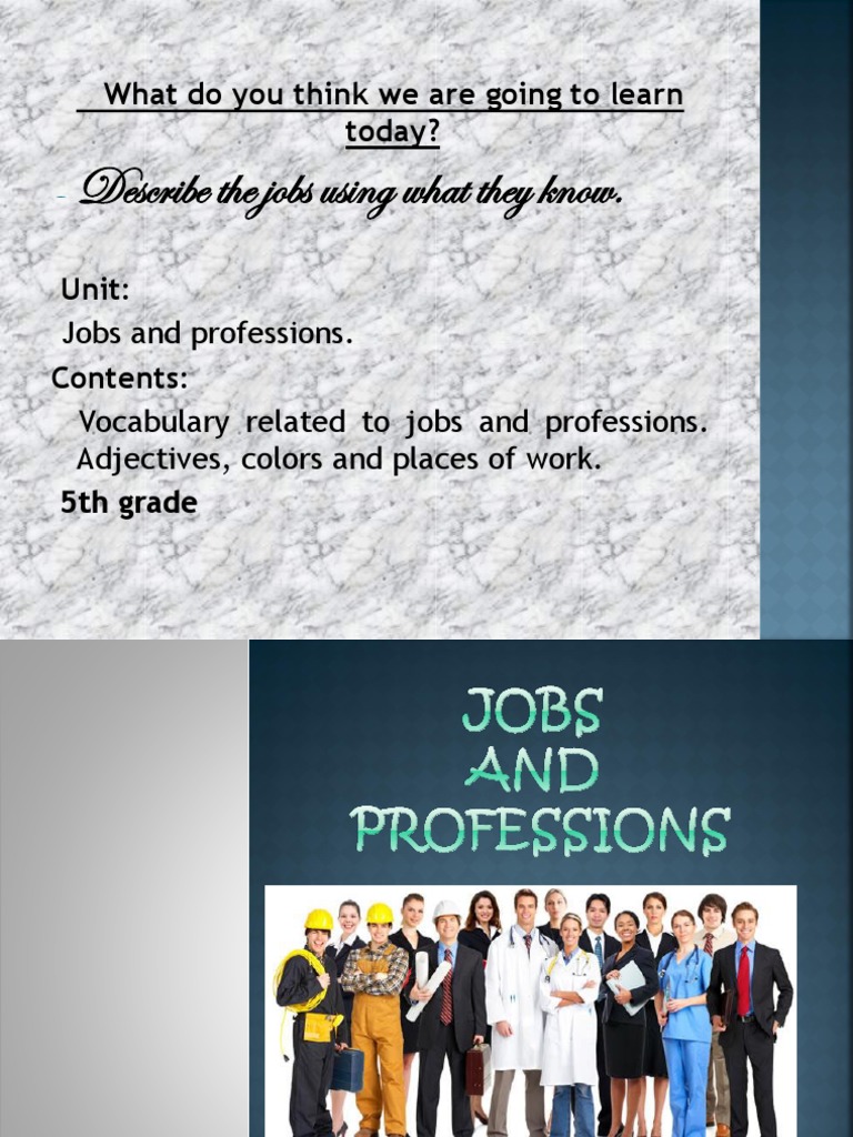 5th Grade Jobs and Professions Worksheet | PDF