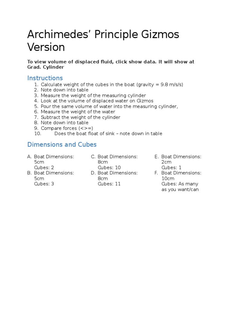 Archimedes' Principle Experiment | PDF | Teaching Methods & Materials ...