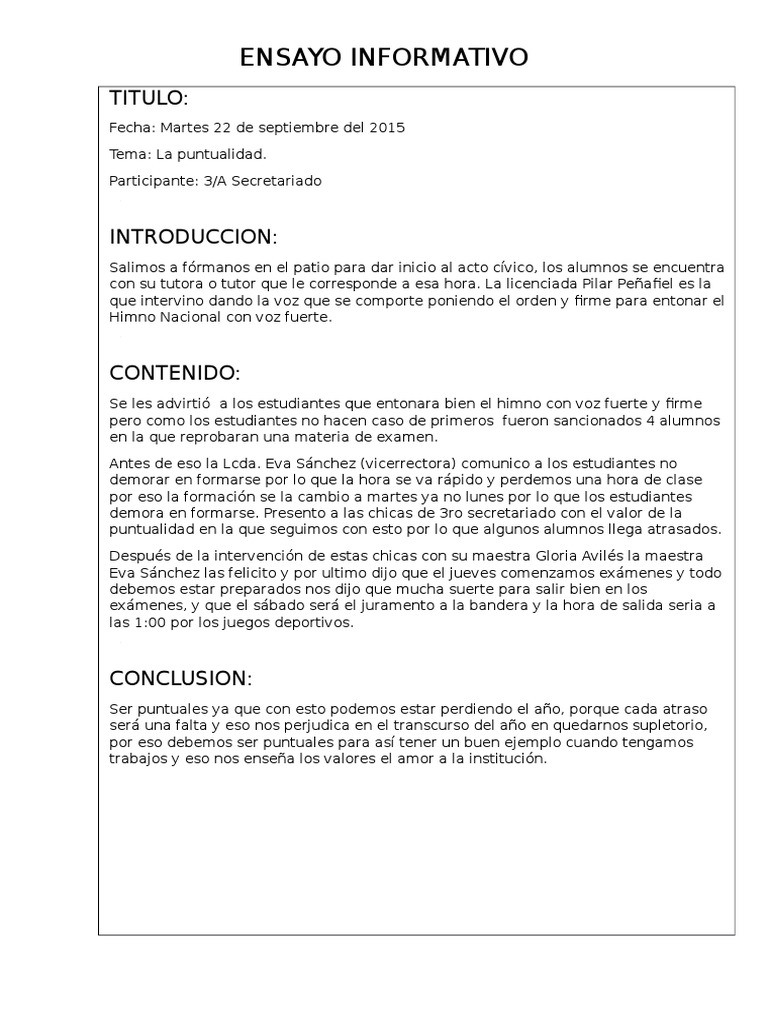 Ensayo Informativo 22 de Septiembre | PDF