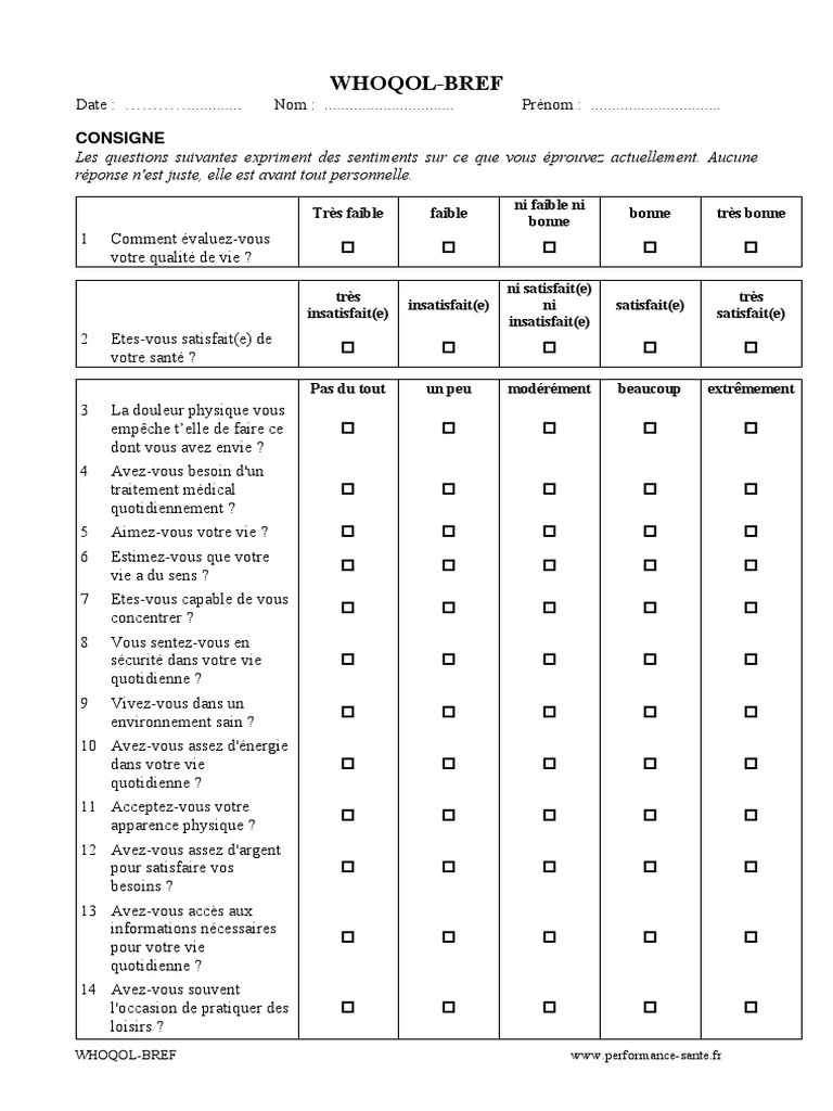Whoqol Bref PDF | PDF