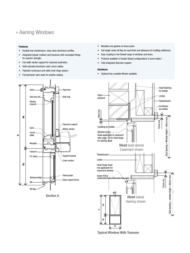 Awning Window Section Detail | PDF | Technology & Engineering