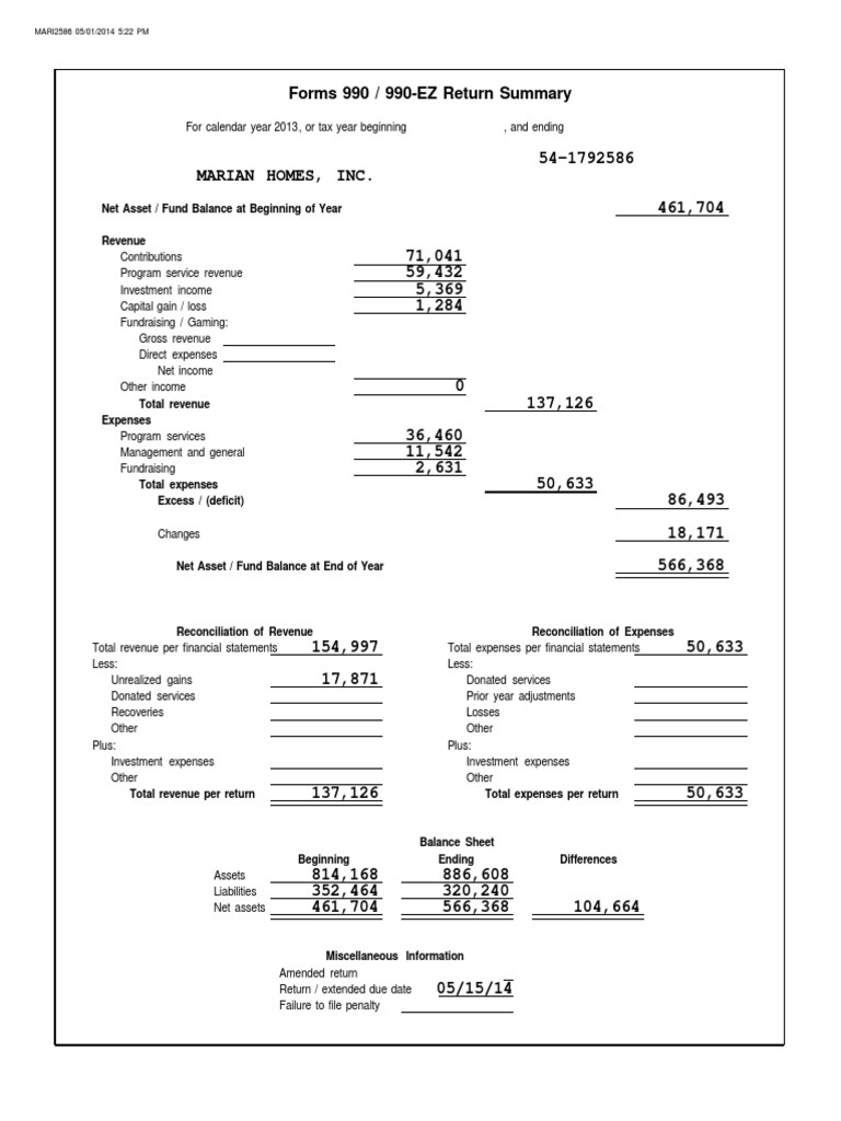 2013 Financial Statements | PDF | Irs Tax Forms | Tax Refund
