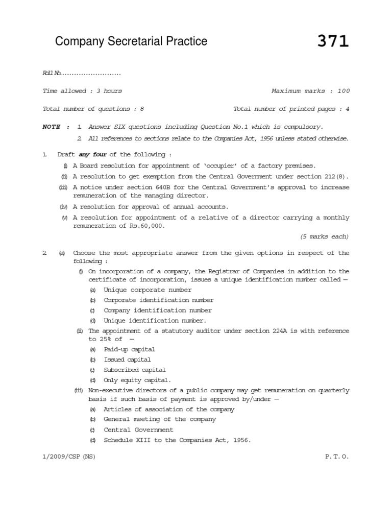 Company Secretarial Practice-I | PDF | Limited Liability Partnership | Law