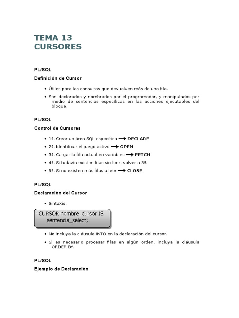Cursores Oracle | PDF | Pl / Sql | SQL Cursores Oracle | PDF | Pl / Sql | SQL