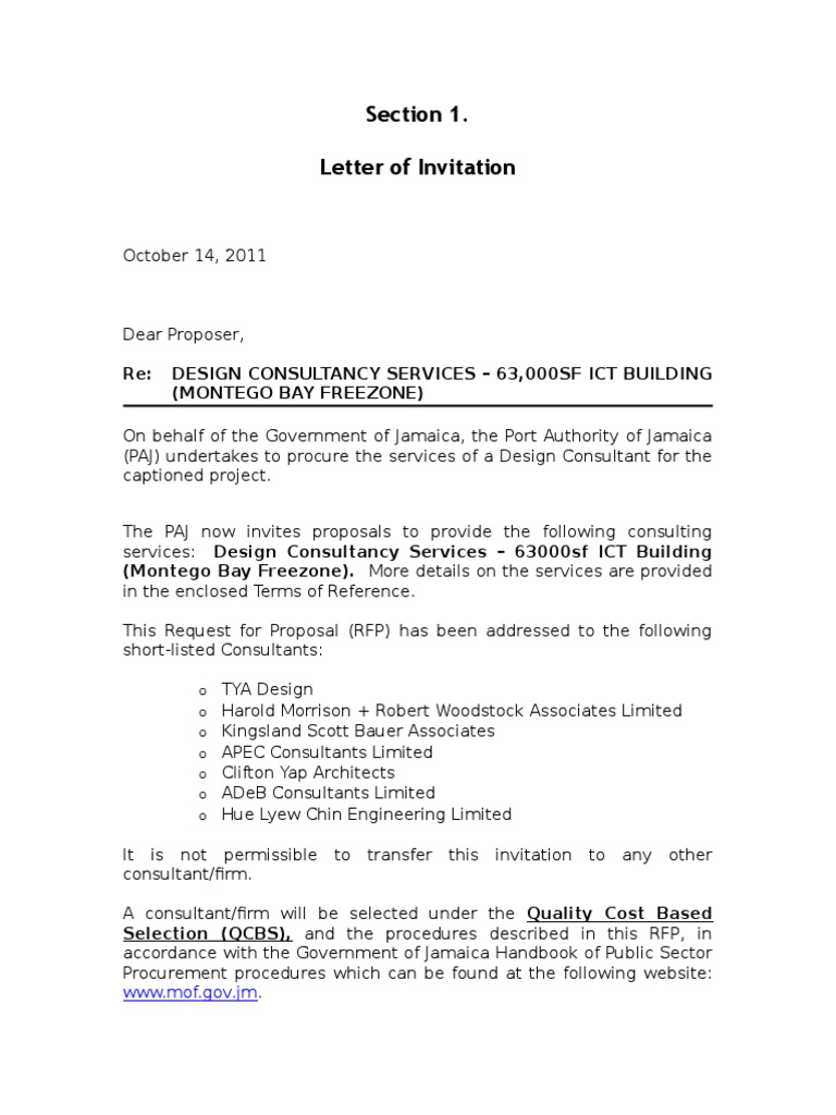 Letter of Invitation Sample - Oct 6 2011 - Design Consultancy Servs ...