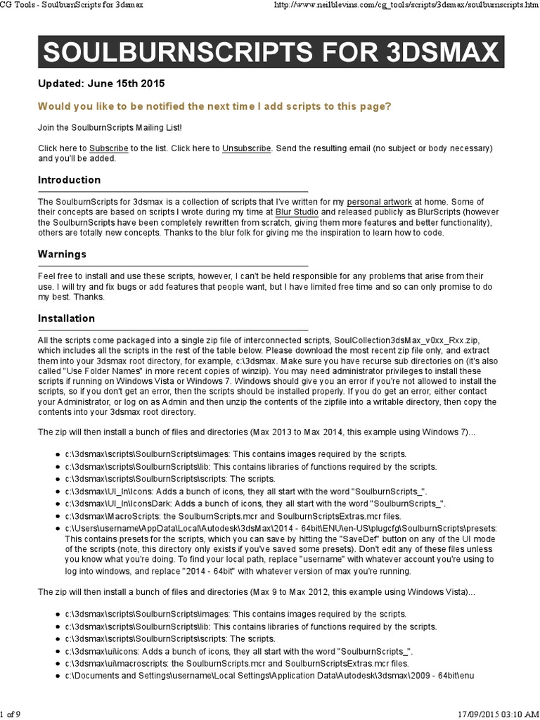CG Tools - SoulburnScripts For 3dsmax | PDF | Texture Mapping | Zip (File Format)