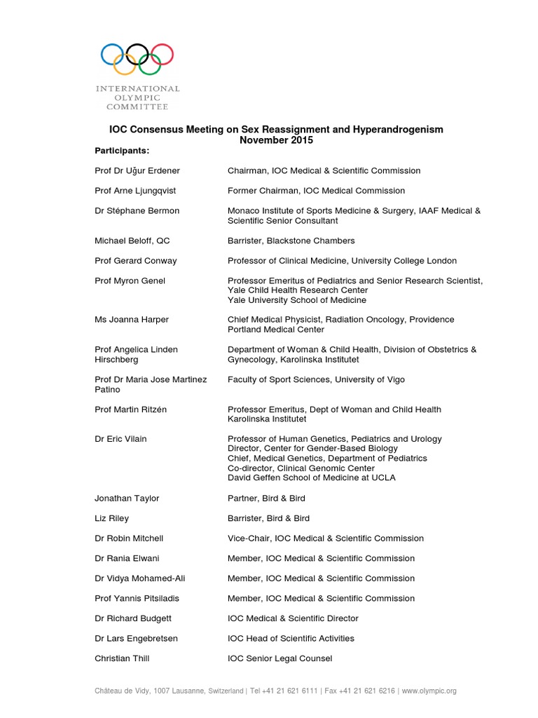 2015 11 Ioc Consensus Meeting On Sex Reassignment And Hyperandrogenism En Download Free Pdf