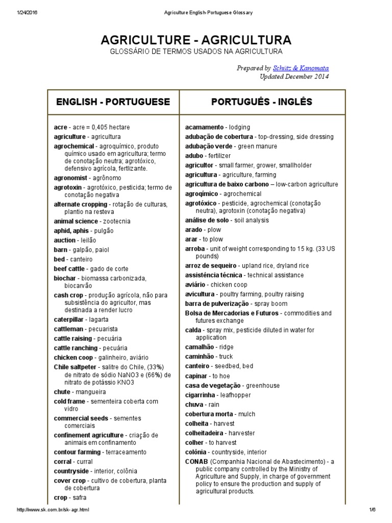 Agriculture English-Portuguese Glossary | PDF | Agricultura | Gestão de ...
