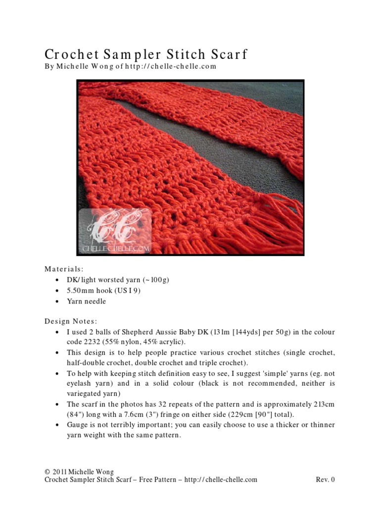 Crochet Sampler Stitch Scarf Rev 0 | PDF