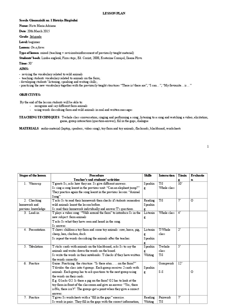 Lesson Plan - 3rd Grade | PDF | Lesson Plan | Vocabulary
