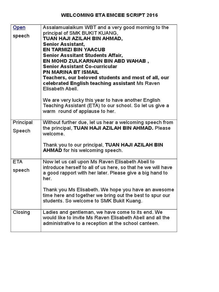 Simple Emcee Script | PDF