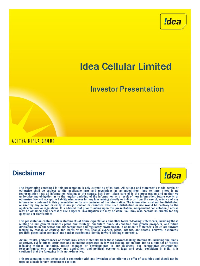 Idea Cellular Limited: Investor Presentation | PDF | Economies | Business