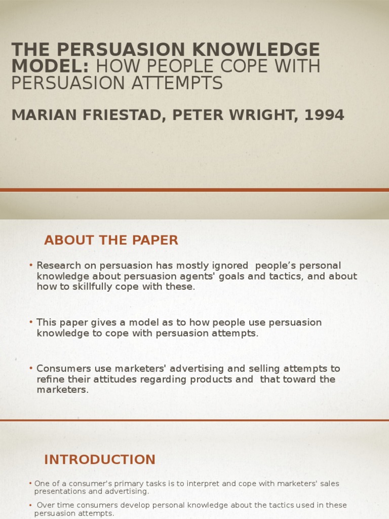 The Persuasion Knowledge Model | Persuasion | Attitude (Psychology)