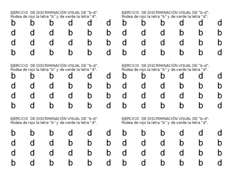 Visual discrimination exercise focusing on letters "b" and "d | PDF