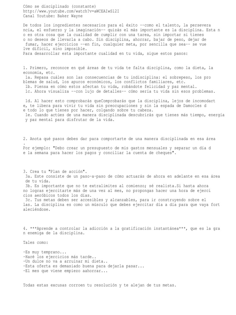 Cómo Ser Disciplinado y Constante | PDF | Salud y bienestar | Medicina