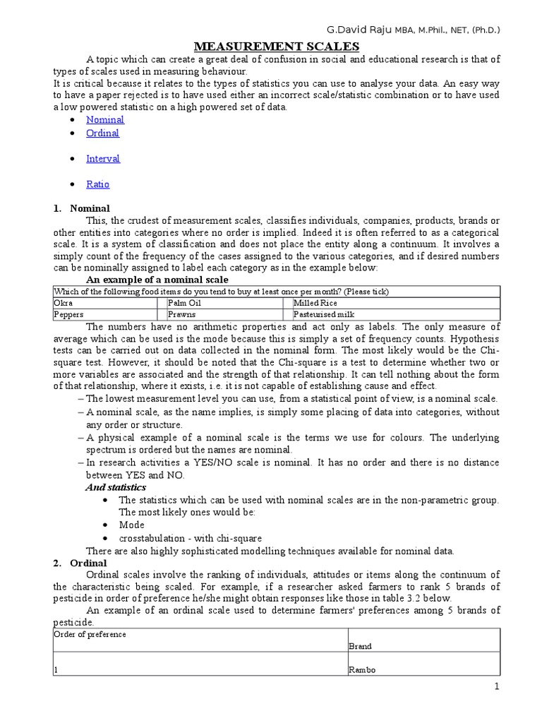 Measurement Scales | PDF | Level Of Measurement | Likert Scale