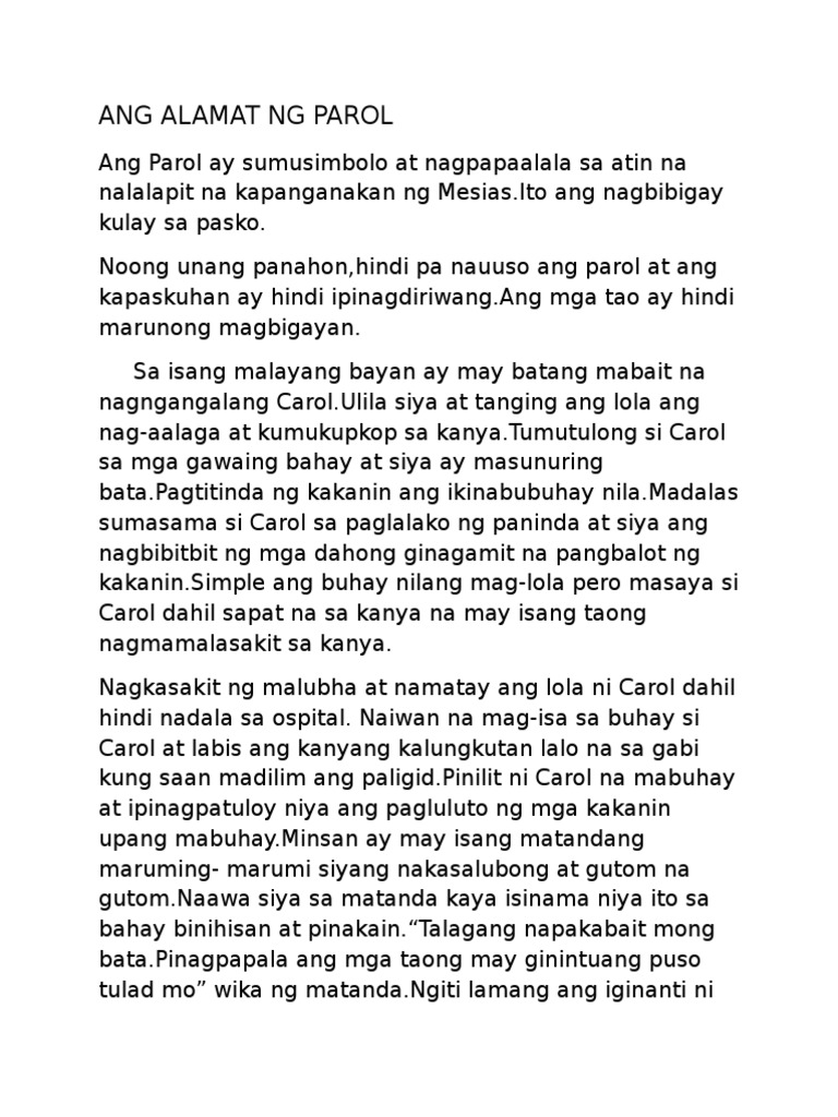 Ang Alamat NG Parol | PDF